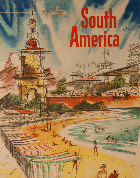 South America Original Travel Poster, Beach | David Pollack Vintage Posters