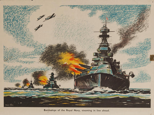 Battleships of the Royal Navy, steaming in line ahead, Original British ...