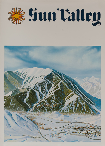 Sun Valley, Original American Travel Poster Ski Trail Map | David ...