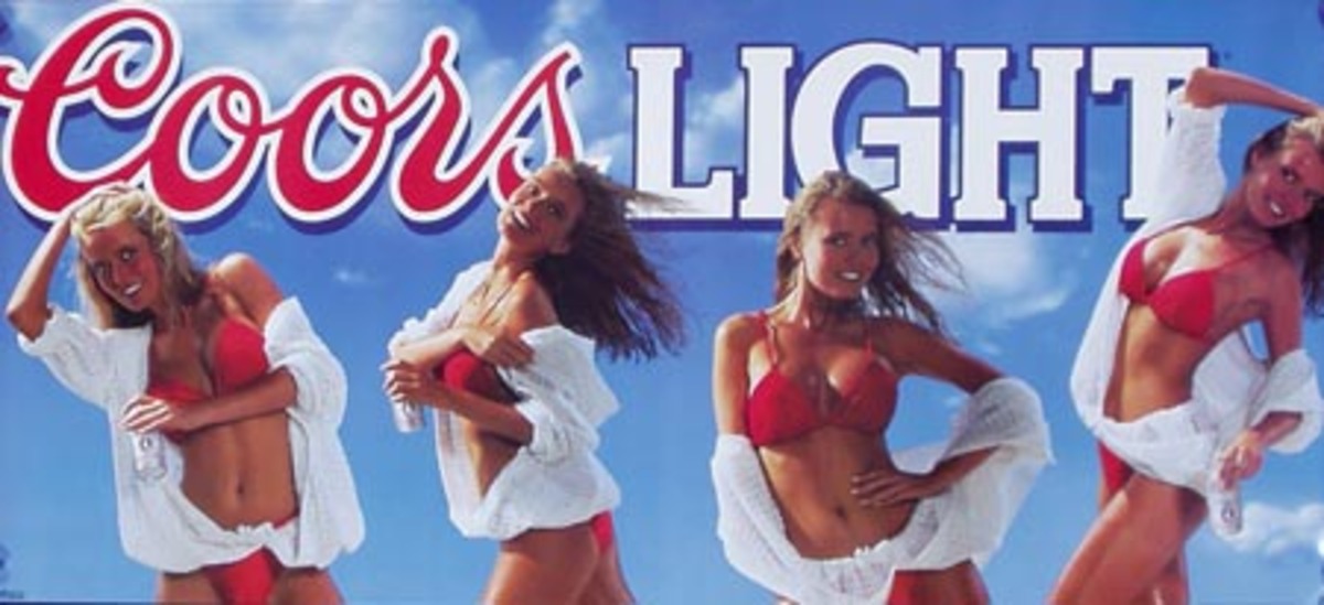 Coors Light Beer Four Babes In Bikini Original Advertising Poster Shoes 