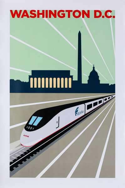 Amtrak Acela Original Travel Poster Washington DC | David Pollack ...