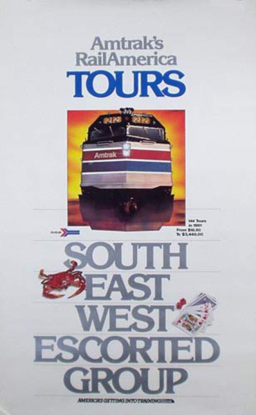 Amtrak Railroad Original Travel Poster Rail America Tours | David ...