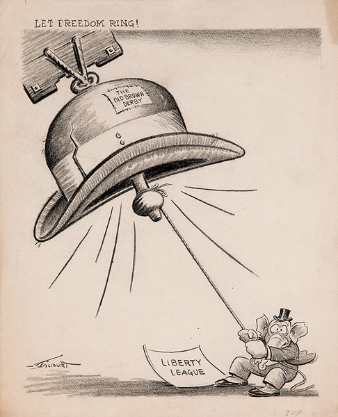 Original Depression Era Political Cartoon Artwork Let Freedom Ring ...