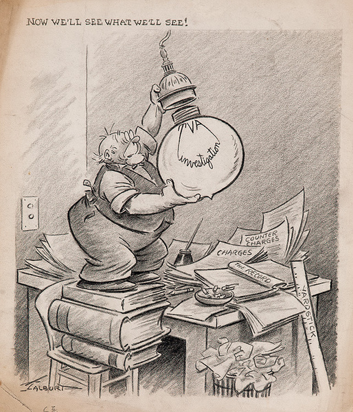 Original Depression Era Political Cartoon Artwork Now We'll See What We ...
